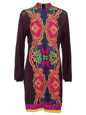 Just Cavalli Paisley-print Long-sleeve Dress - Purple