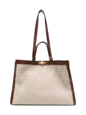 Fendi Peekaboo Logo Tote Bag - Neutrals