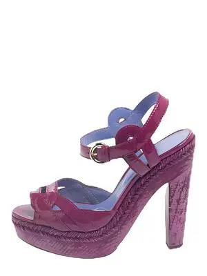 SERGIO ROSSI 130mm Leather Platform Sandals - Purple