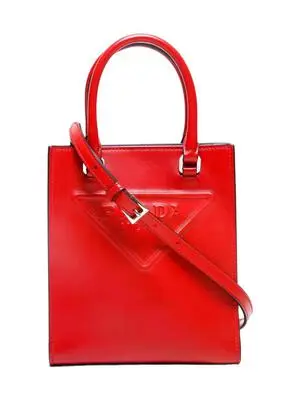 Prada 2020-2025s Mini 2way Embossed Tote Bag - Red