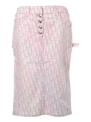 Dior 2004 Trotter-monogram Midi Skirt - Pink