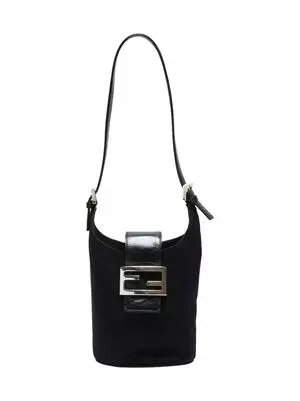 Fendi 2000-2015 Zucca Logo-plaque Shoulder Bag - Black
