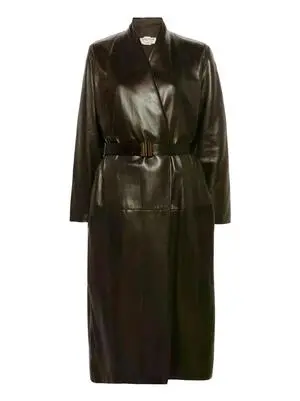 A.N.G.E.L.O. VINTAGE CULT 1990s Belted Leather Maxi Coat - Brown