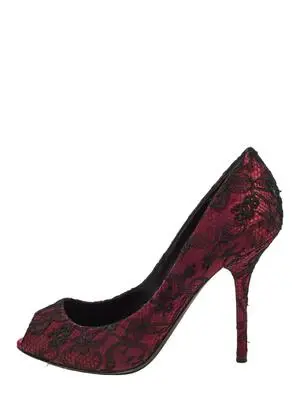 Dolce & Gabbana 110mm Lace-embroidered Peep-toe Pumps - Red