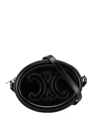 Celine 2021 Small Cuir Triomphe Oval Crossbody Bag - Black