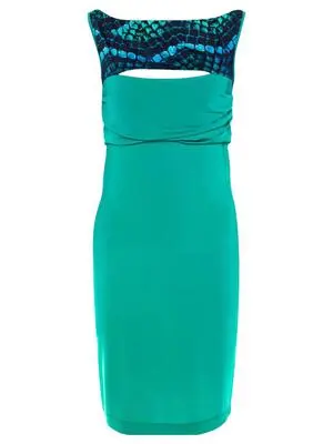 Just Cavalli Snakeskin Yoke Cut-out Midi Dress - Green