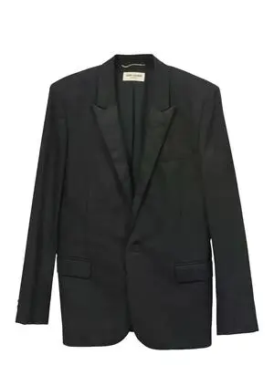 Saint Laurent Satin-lapel Blazer - Black
