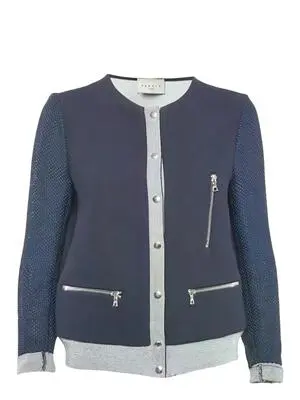 Sandro Mesh-sleeves Jacket - Blue