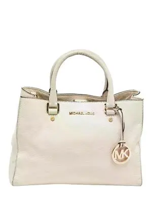 Michael Kors Grained Leather Tote Bag - White
