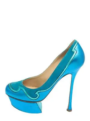 NICHOLAS KIRKWOOD 135mm Suede-paneled Platform Pumps - Blue