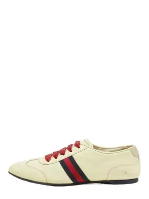 Gucci Web-stripe Leather Sneakers - Neutrals