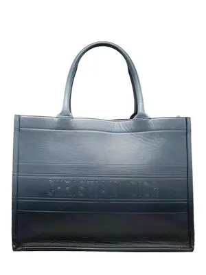 Dior Embossed Leather Book Tote Bag - Blue