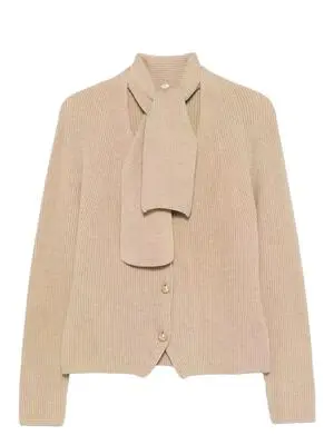FERRAGAMO 1970s Scarf-detail Cardigan - Neutrals