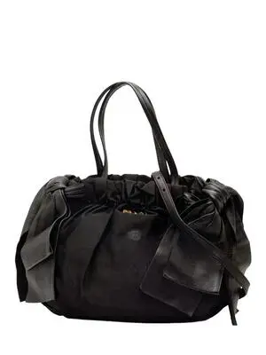 Prada Tessuto Logo Bow Satchel - Black