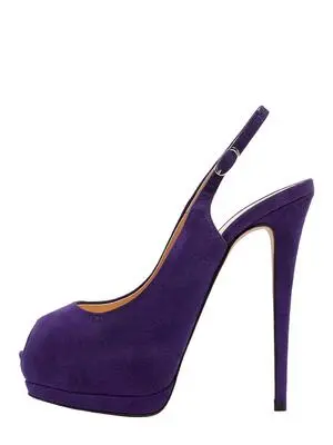 GIUSEPPE ZANOTTI Suede Peep-toe Slingback Pumps - Purple
