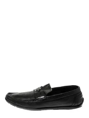 Versace Medusa Plaque Leather Loafers - Black