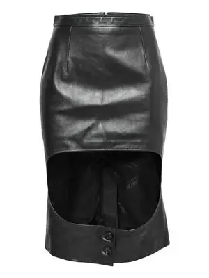 Burberry Leather Skirt - Black