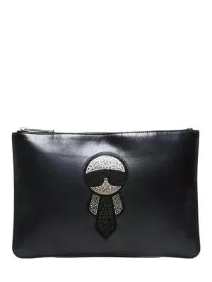 Fendi Karlito Crystal Clutch - Black