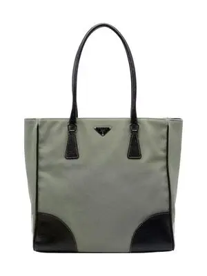 Prada Cinghiale Trimmed Canapa Tote Bag - Grey