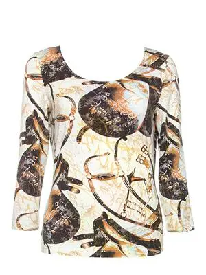Escada Abstract-pattern Three-quarter Sleeve Blouse - Neutrals