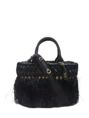 Prada 2010-2020s Fringed Raffia Tote Bag - Black