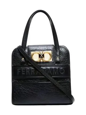 FERRAGAMO Mini Gancini-buckle Two-way Handbag - Black