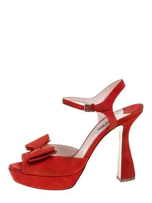 Miu Miu 120mm Bow-embellished Platform Sandals - Red