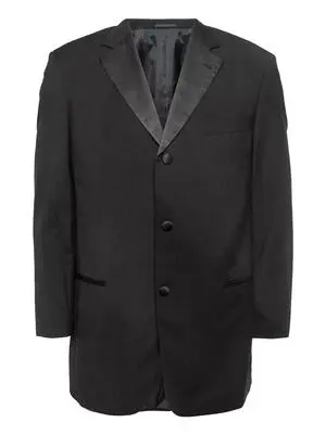 Hugo Boss Satin-lapel Wool Blazer - Black