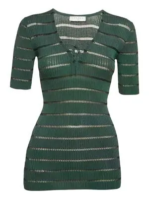 Sandro Striped Short-sleeve Top - Green
