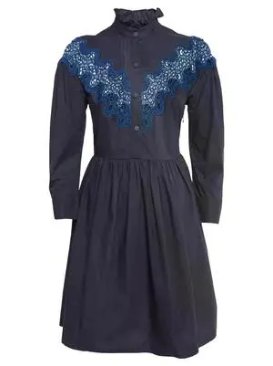 Sandro Lace Yoke Mini Dress - Blue