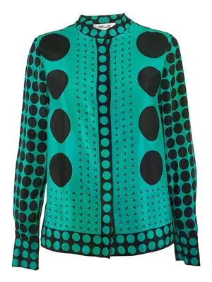 Diane Von Furstenberg Polka Dot Silk Shirt - Green