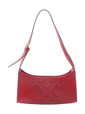 Celine 2010s Triomphe Leather Shoulder Bag - Red