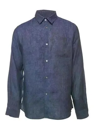 Derek Rose 2024 Linen Pocket Shirt - Blue