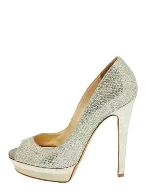 JIMMY CHOO 135mm Glitter Platform Pumps - Gold