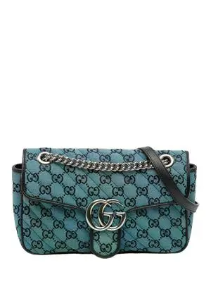 Gucci Gg Marmont Matelassé Canvas Shoulder Bag - Blue