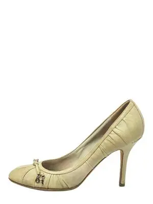 Dior 90mm Ruched Leather Pumps - Neutrals