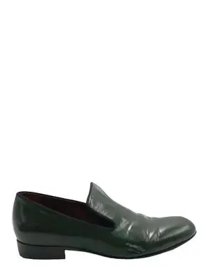 Celine Leather Flat Loafers - Green