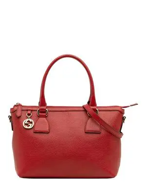 Gucci Gg Charm Calfskin Satchel - Red
