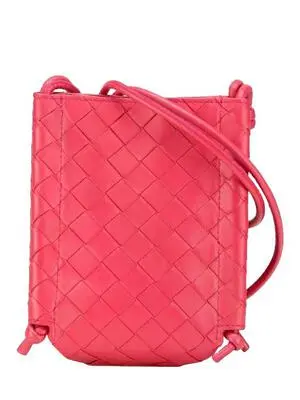 Bottega Veneta 2012-2024 Mini Leather Intrecciato The Knot Crossbody Bag - Pink