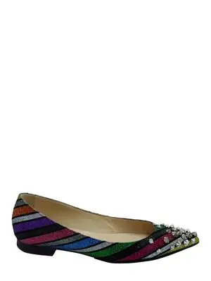 CHRISTIAN LOUBOUTIN Drama Stripe Studded Flats