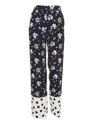 Carolina Herrera Floral And Polka Dot Print Trousers - Blue