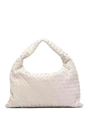 Bottega Veneta Small Calfskin Intrecciato Hop Hobo Bag White