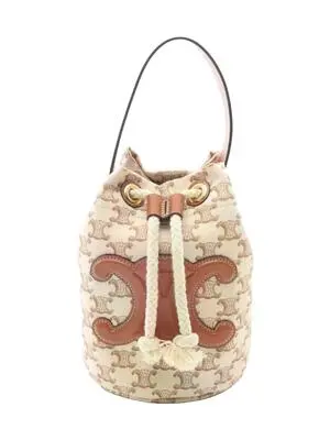 Celine 2010s Teen Drawstring Triomphe Handbag - Neutrals