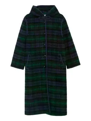 A.N.G.E.L.O. VINTAGE CULT 1970s Checked Hooded Coat - Blue