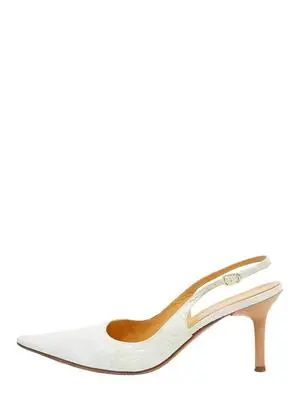 Casadei 80mm Quilted Leather Slingback Pumps - White