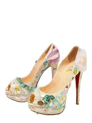 CHRISTIAN LOUBOUTIN 145mm Bead-embellished Pumps - Neutrals