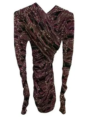 ISABEL MARANT VINTAGE Paisley-print Ruched Mini Dress - Purple