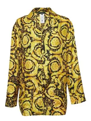 Versace Barocco Print Silk Shirt - Yellow