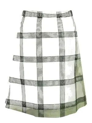 Tory Burch Tartan Pleated Midi Skirt - Green