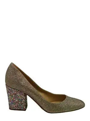 SERGIO ROSSI Glitter Block-heel Pumps - Brown